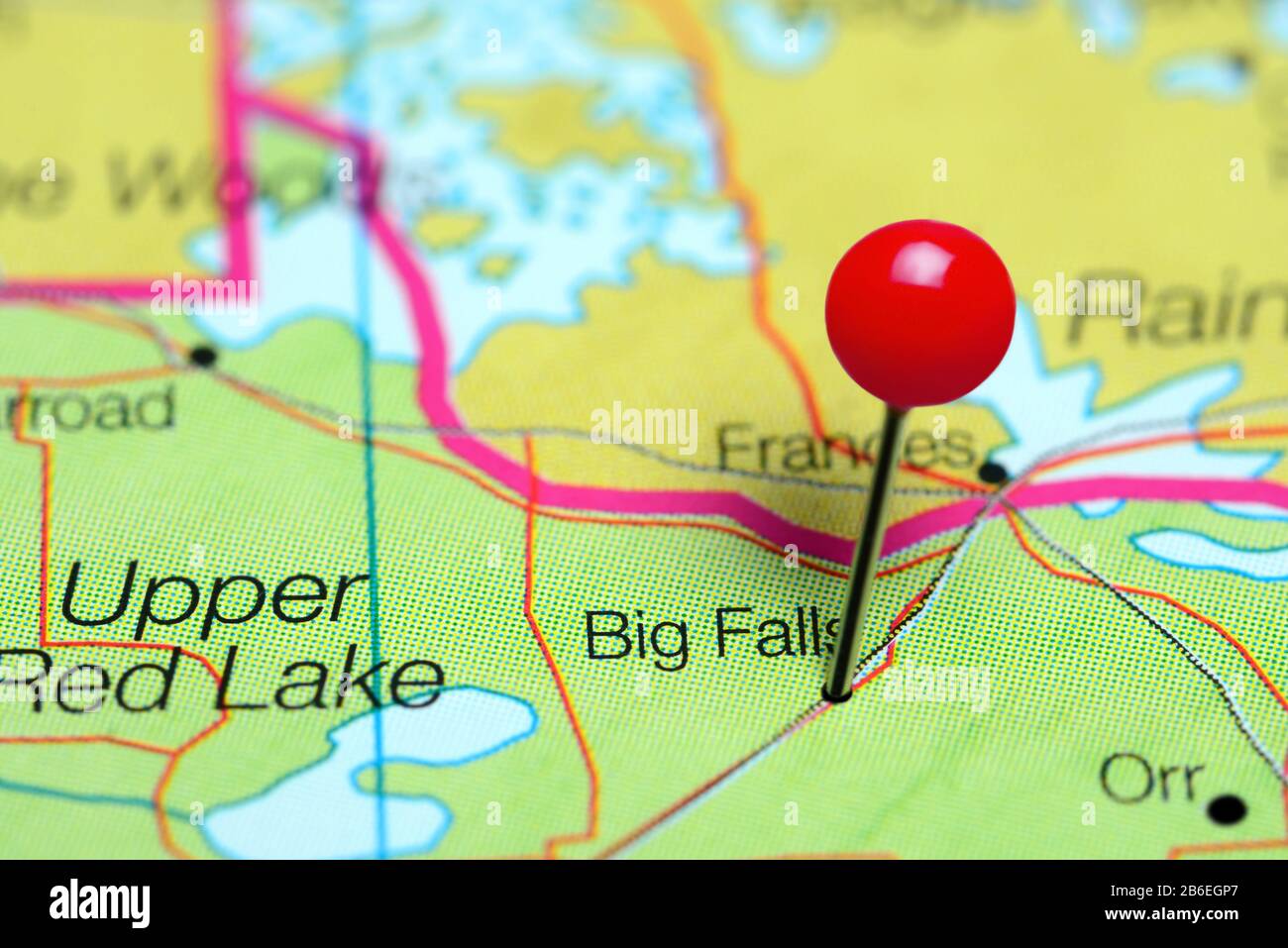 Big Falls pinned on a map of Minnesota, USA Stock Photo - Alamy