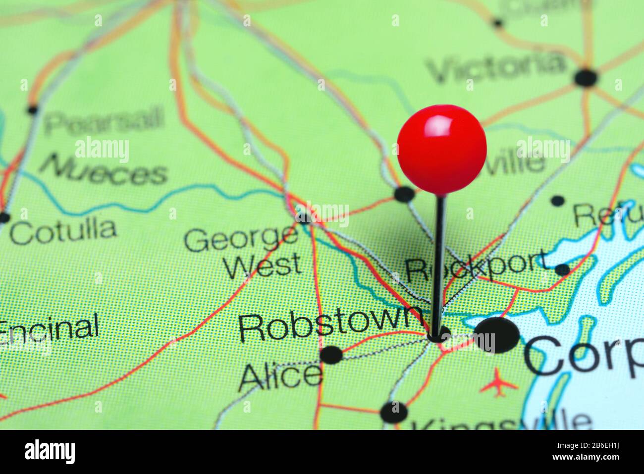 Robstown pinned on a map of Texas, USA Stock Photo - Alamy