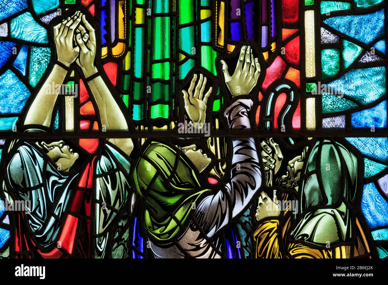 Stained glass in Hallgrimkirkja Church, Reykjavik, Iceland, Europe ...