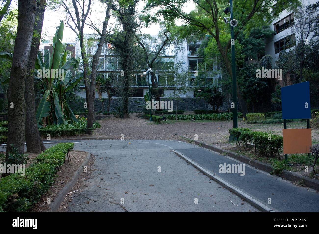 Between buildings and streets of Mexico City running track in sunken ...