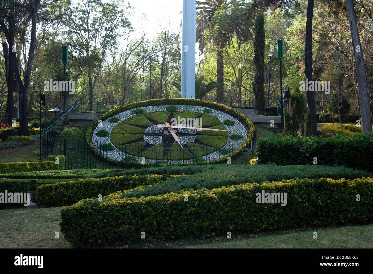 Sunken park in Mexico City between trees, stones and thickets Stock ...