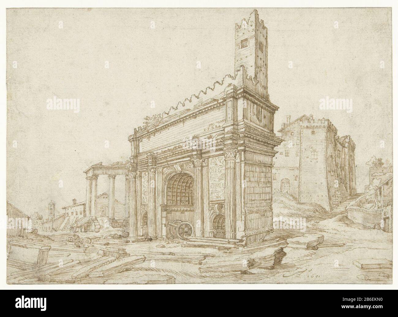 Ancient roman triumphal arch study italy sketch hi-res stock ...