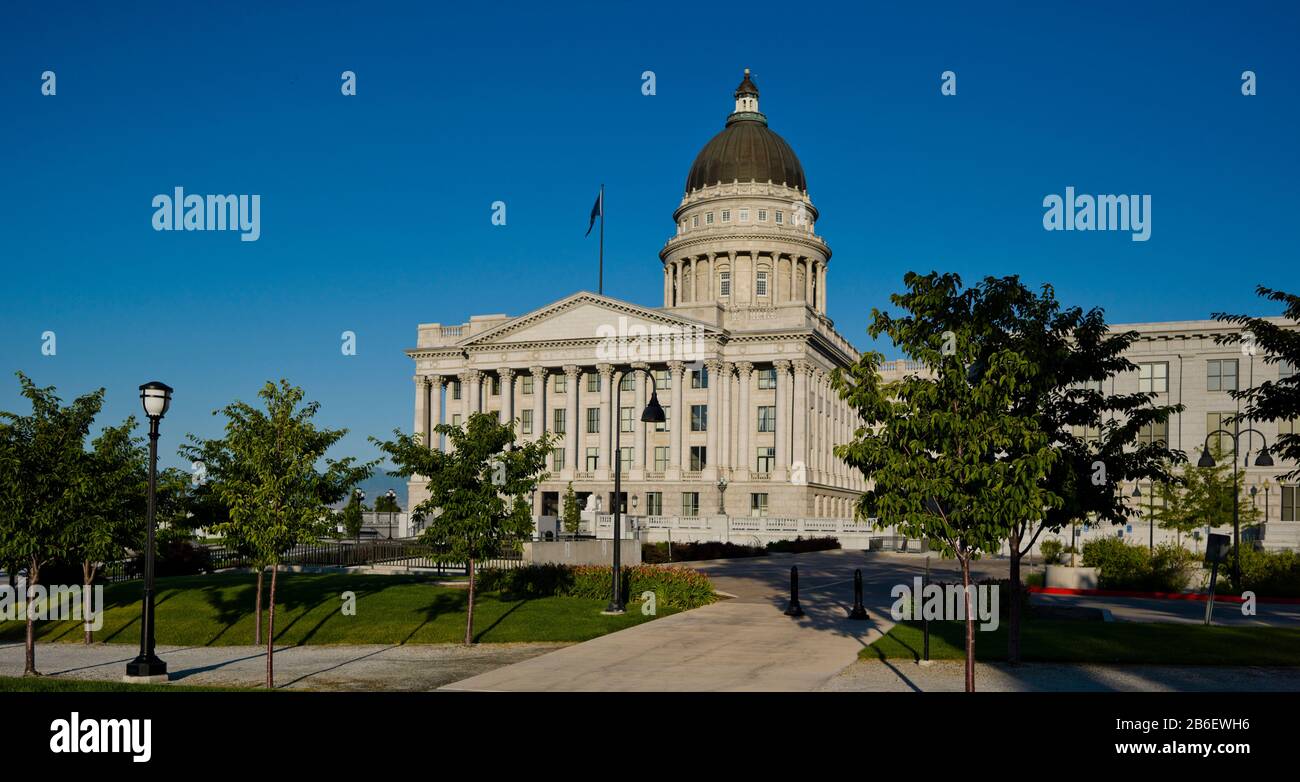 Facade of a government building, Utah State Capitol Building, Salt Lake ...