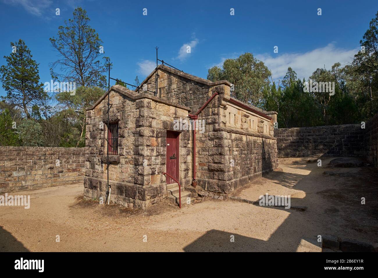 The old, restored powder magazine building, now a museum. In Beechworth ...