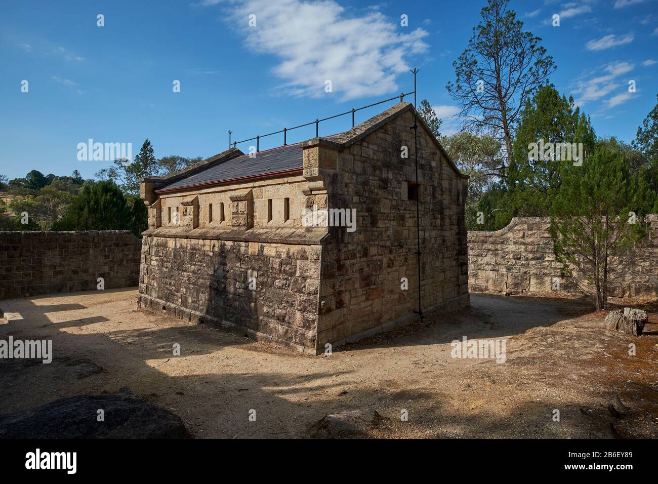The old, restored powder magazine building, now a museum. In Beechworth ...