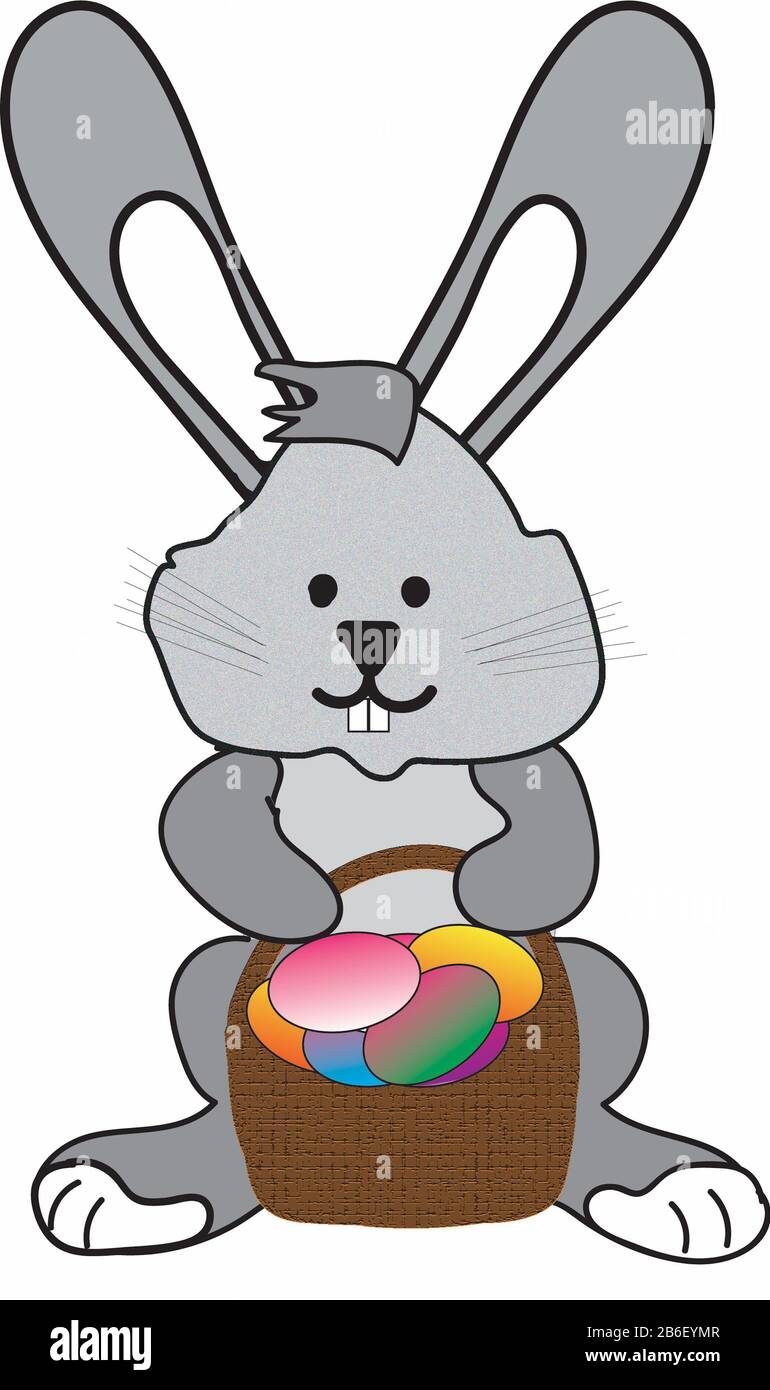 Easter bunny with basket Stock Photo - Alamy