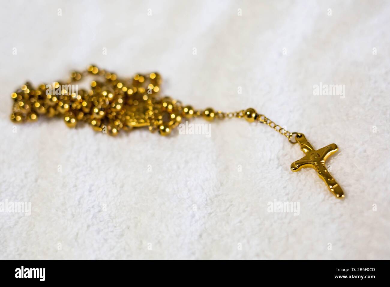 Isolated golden holy cross on chain christian symbol nobody Stock Photo ...