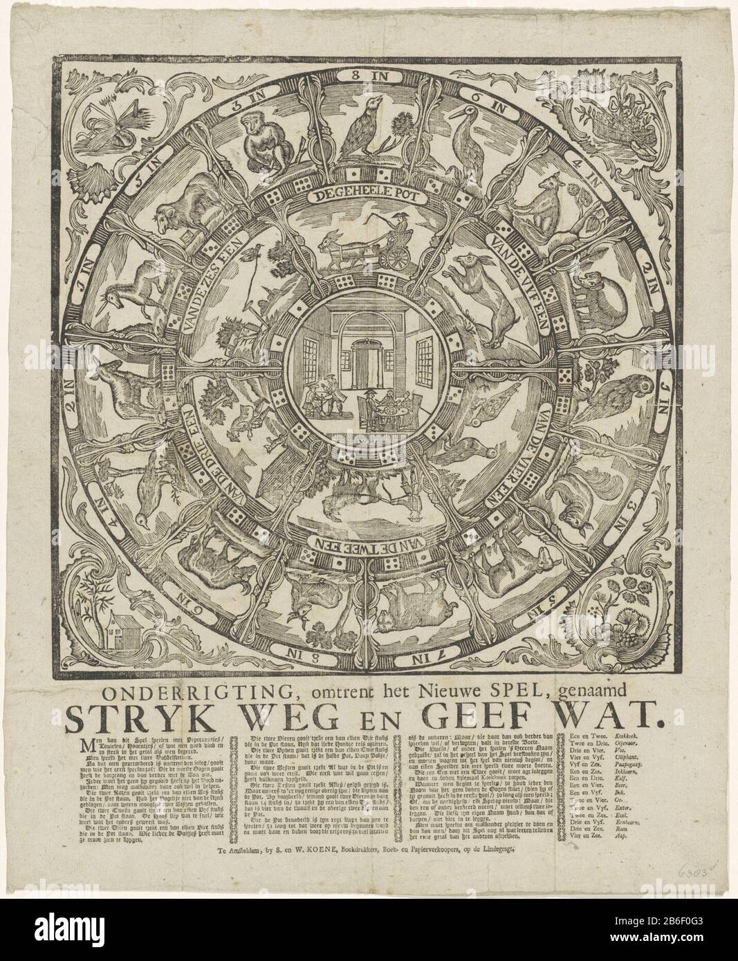 Board game called "Ironing out and give some" ca 1780-1800 Stryk Road ...