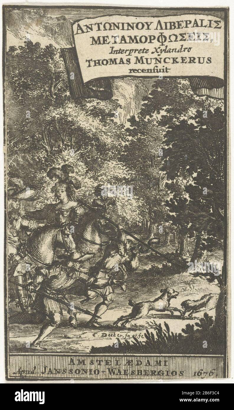 Wooded Landscape with elegant couple in fox Title page for congeries ...