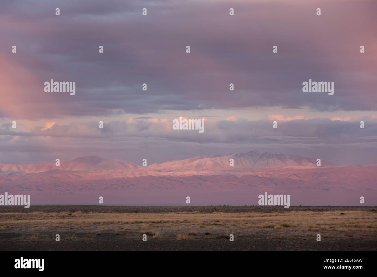 steppe near the mountains. Western Mongolia Stock Photo - Alamy