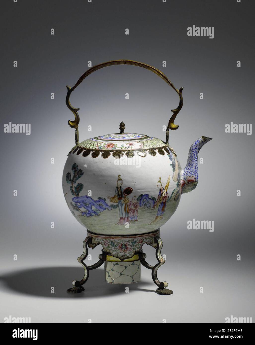 Urn on Comfoor, painted enamel on copper Roden bouilloire op comfoor ...