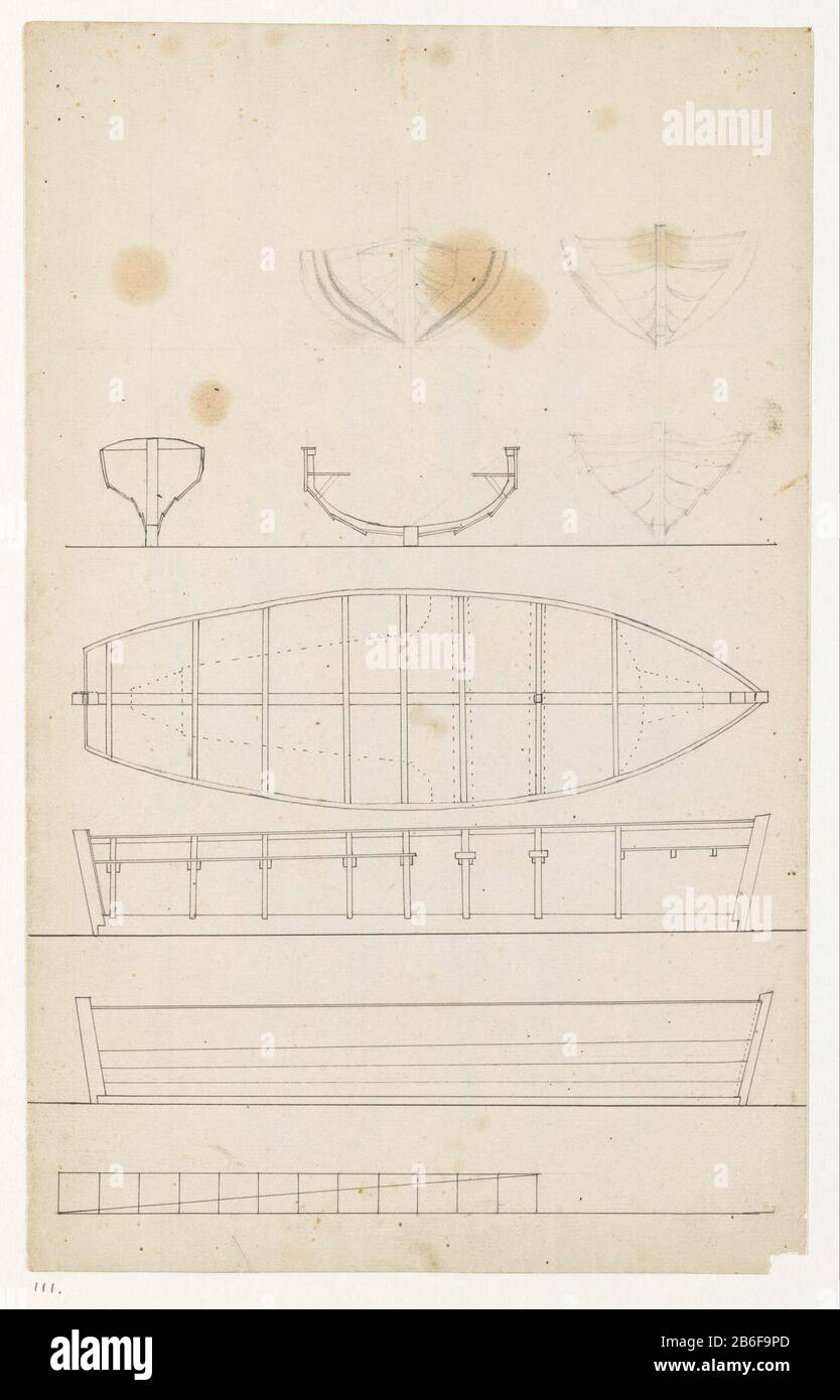 Construction drawing of a barge building plan of a flat boat. Some ...