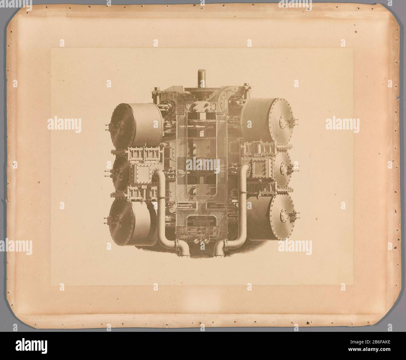 Top view of a steam engine, NS-MC-1324 Image of a double three-cylinder ...