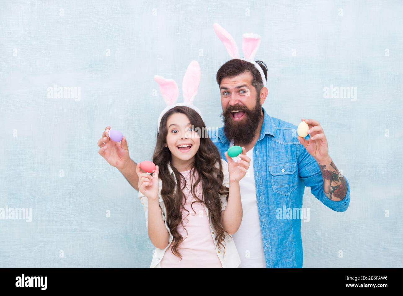 Nothing but family. father and daughter celebrating Easter. smiling and ...