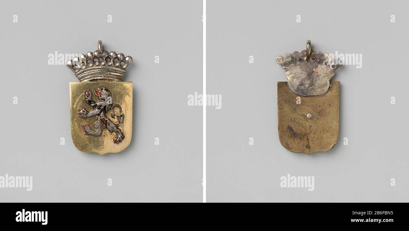 Brabant Revolution Eenzijdig zilveren gekroond wapenschild aan draagoog ...