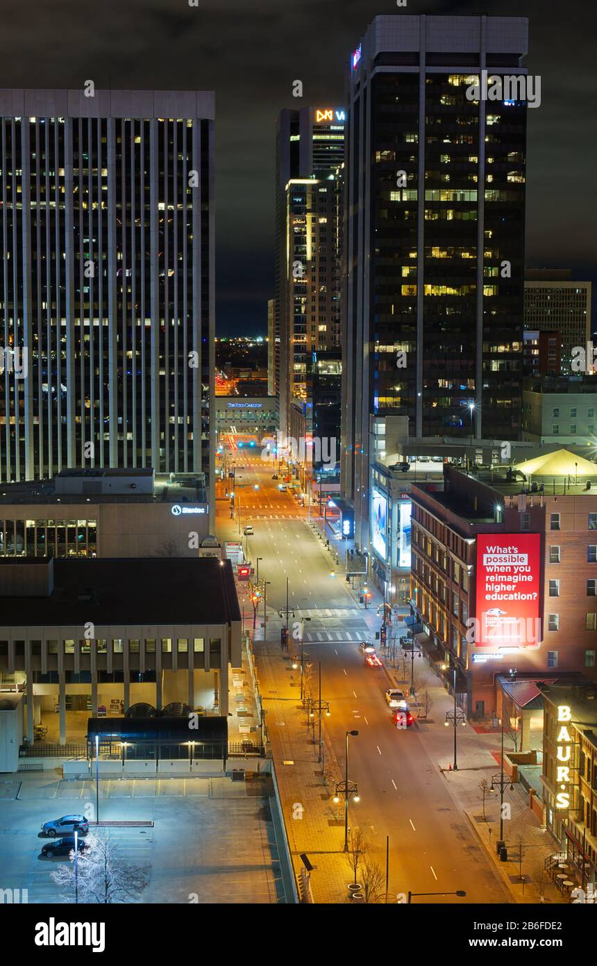 Birds eye view of 14th street in downtown Denver Stock Photo - Alamy