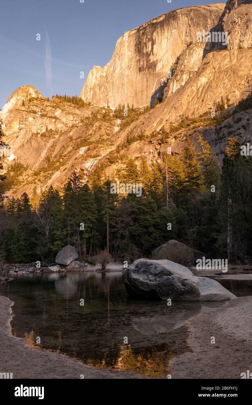 Half Dome peak and Granite cliffs in Yosemite National Park, California ...