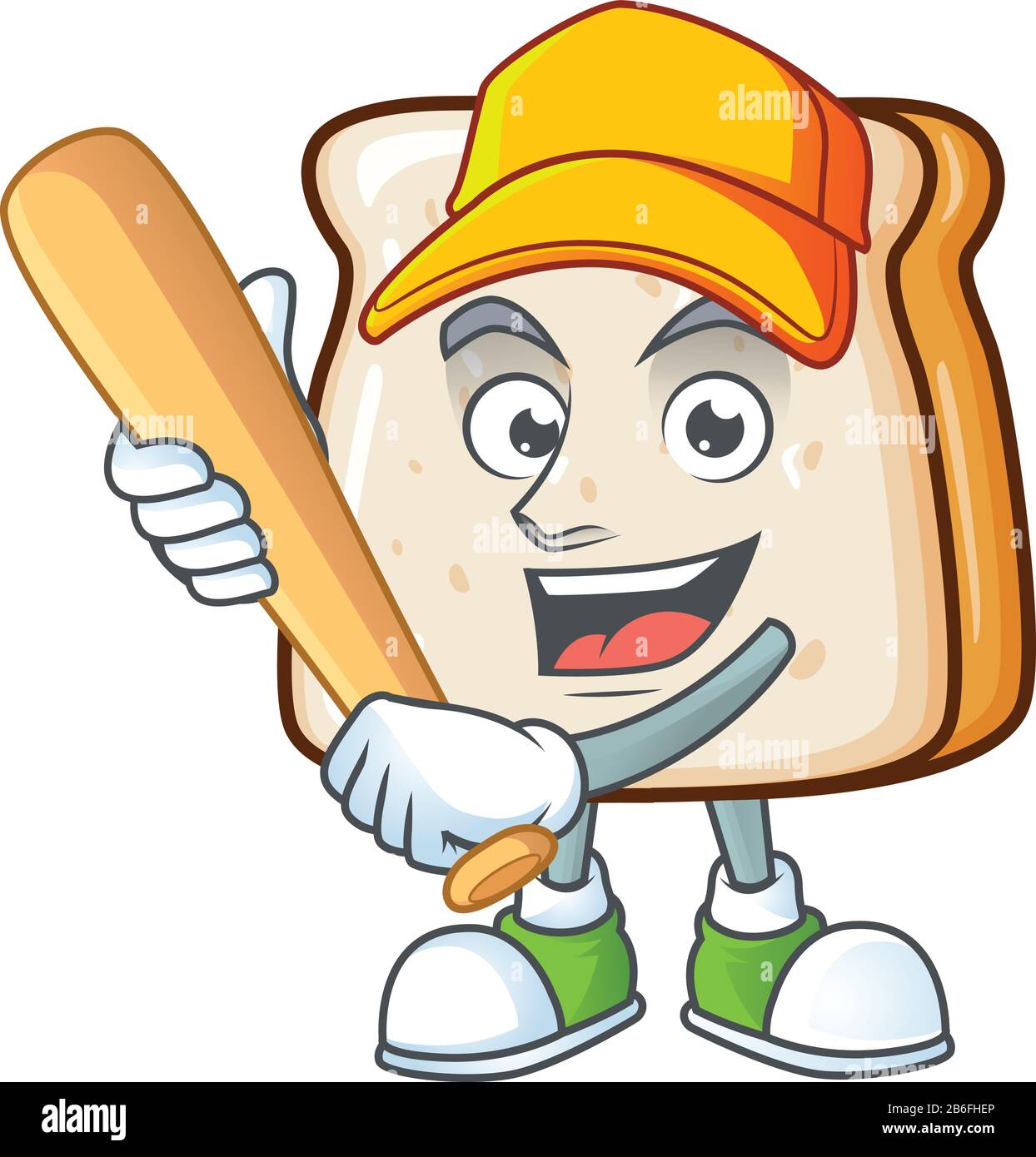 Cartoon design of slice of bread having baseball stick Stock Vector ...