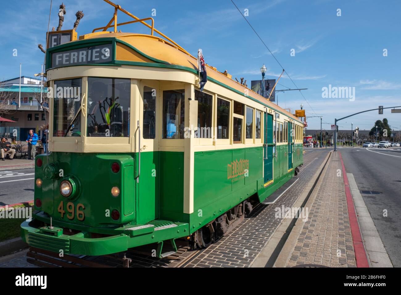 San Francisco trams that run along the waterfront area of the bay Stock ...