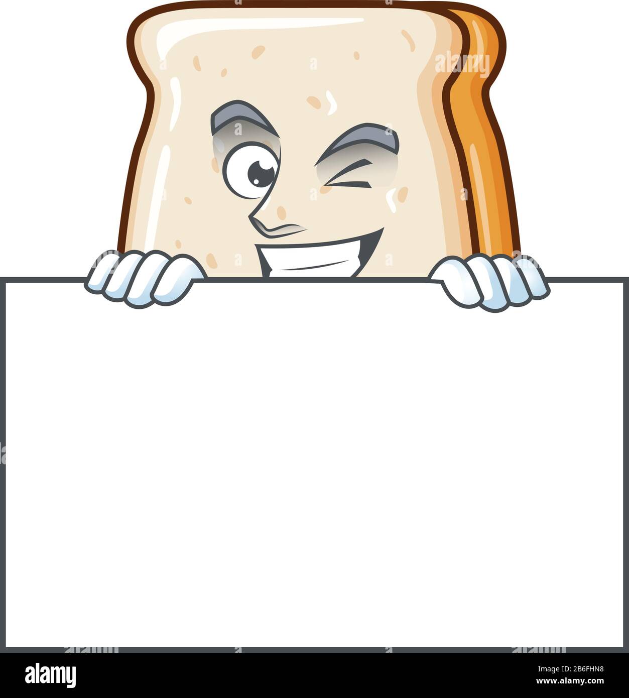 Cheerful slice of bread cartoon character has a board Stock Vector ...
