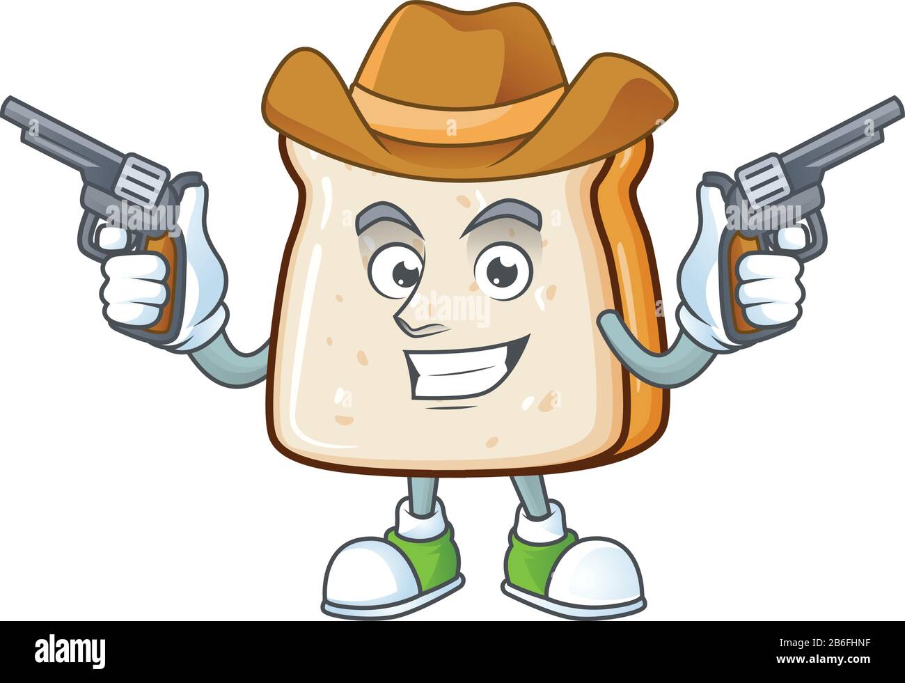 Cool cowboy cartoon design of slice of bread holding guns Stock Vector ...
