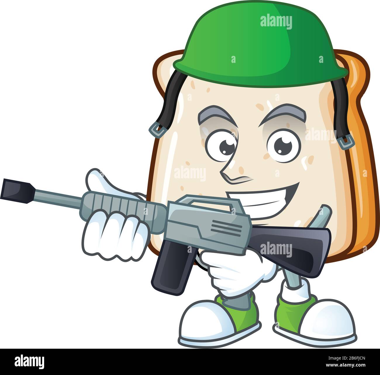 An elegant picture of slice of bread as an Army having machine gun ...