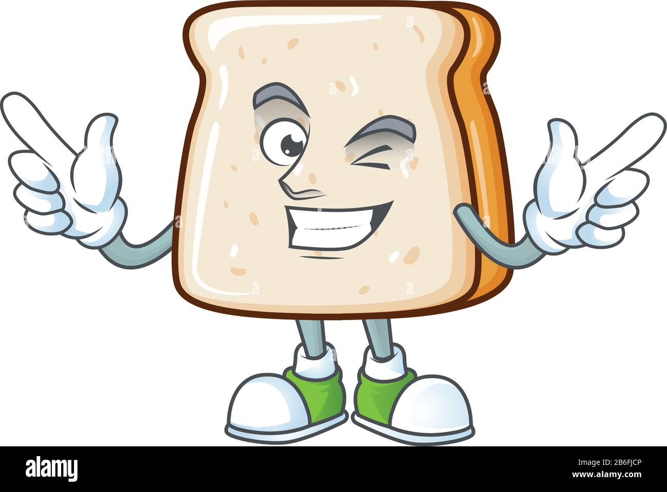 Funny slice of bread cartoon design style with wink eye face Stock ...