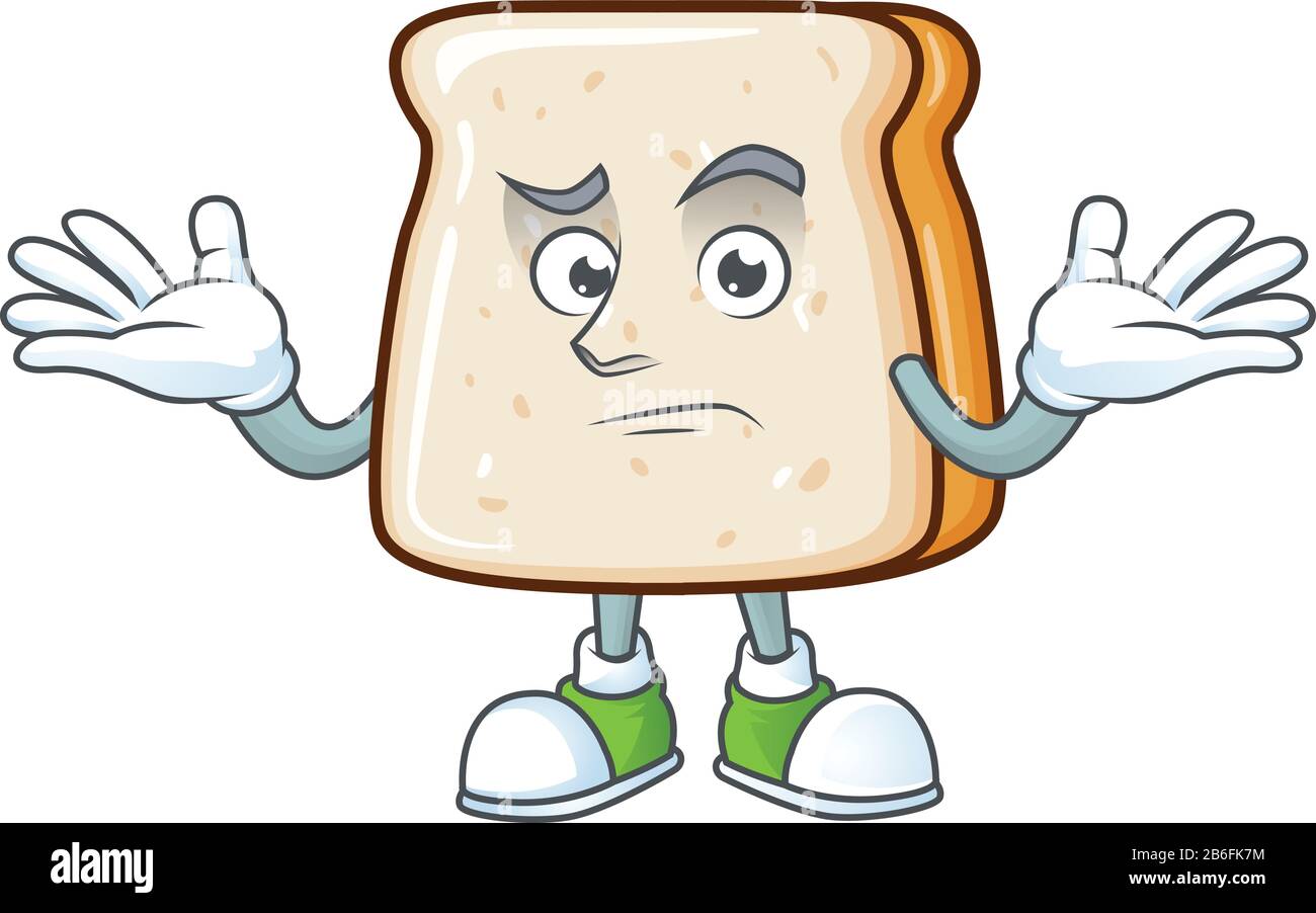 A picture of smirking slice of bread cartoon character design style ...