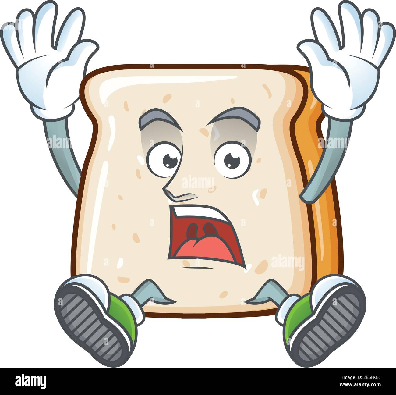 A stunning slice of bread cartoon character with happy face Stock ...
