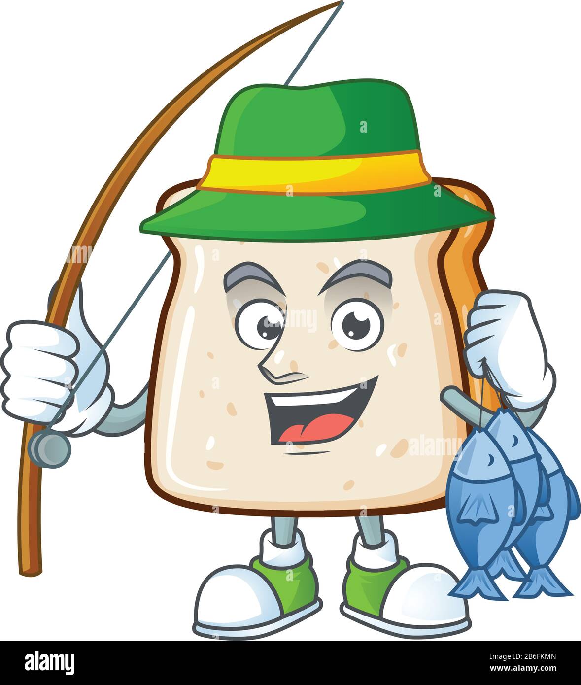 Cartoon character of funny Fishing slice of bread Stock Vector Image ...