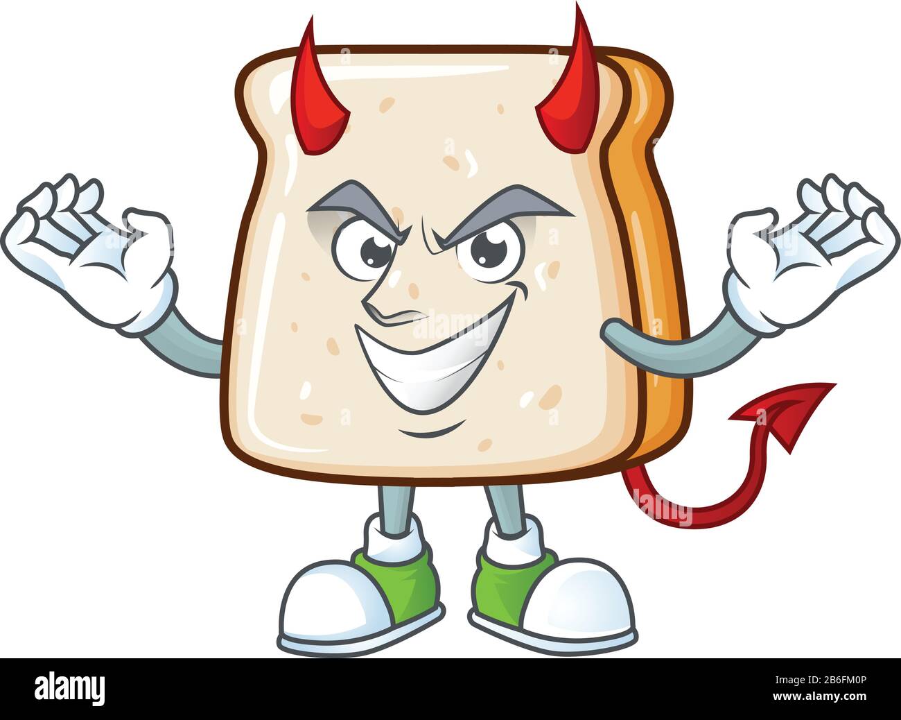 Cartoon picture of slice of bread in devil cartoon character design ...