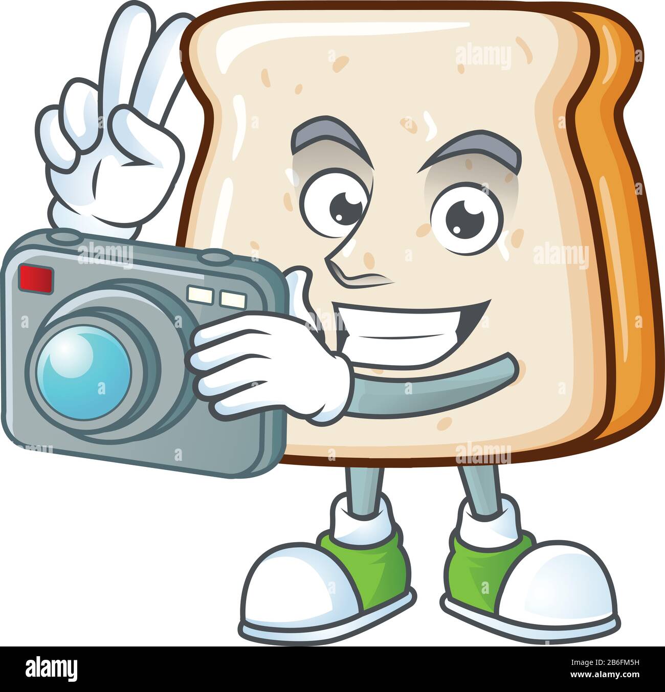 Slice of bread mascot design as a professional photographer with a ...