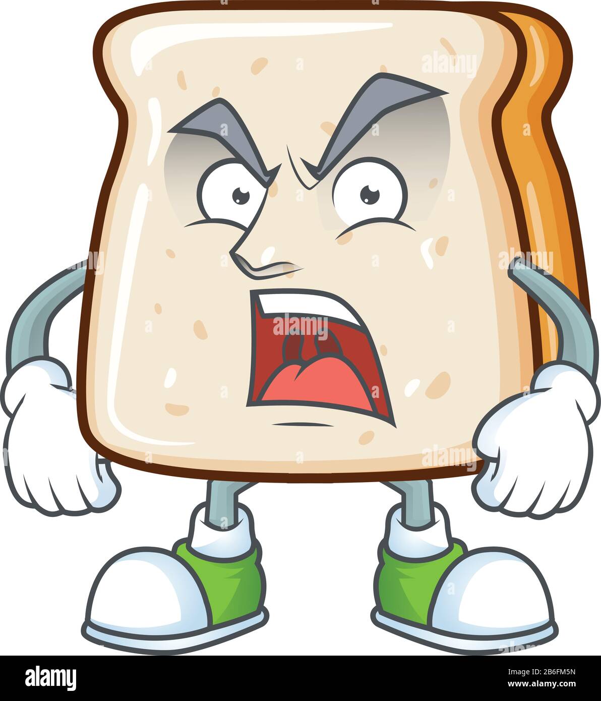 Slice of bread mascot design concept showing angry face Stock Vector ...