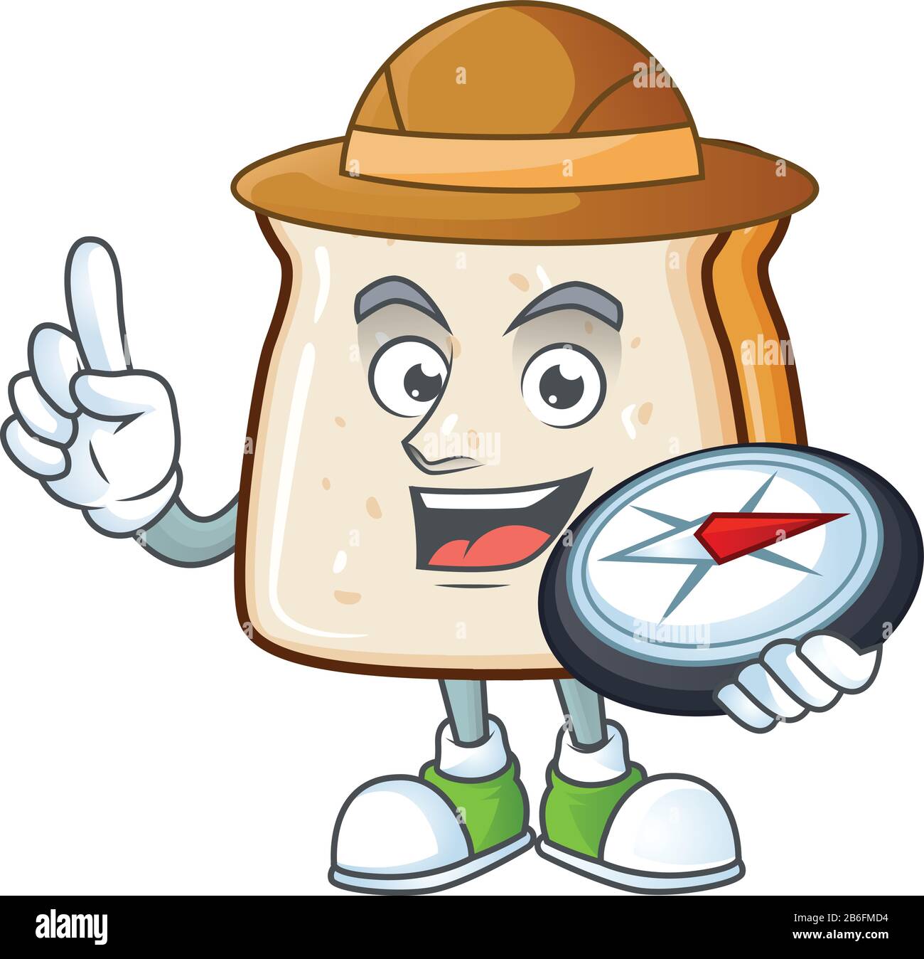 Slice of bread an experienced explorer working using a compass Stock ...