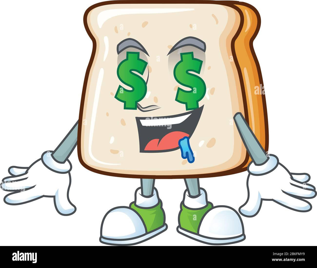 Rich slice of bread with Money eye mascot character concept Stock ...