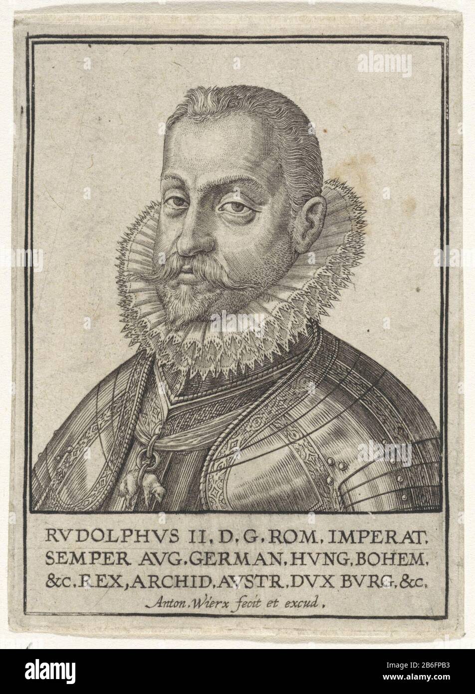 Portrait bust of Emperor Rudolph II of Habsburg He wears a harness and ...