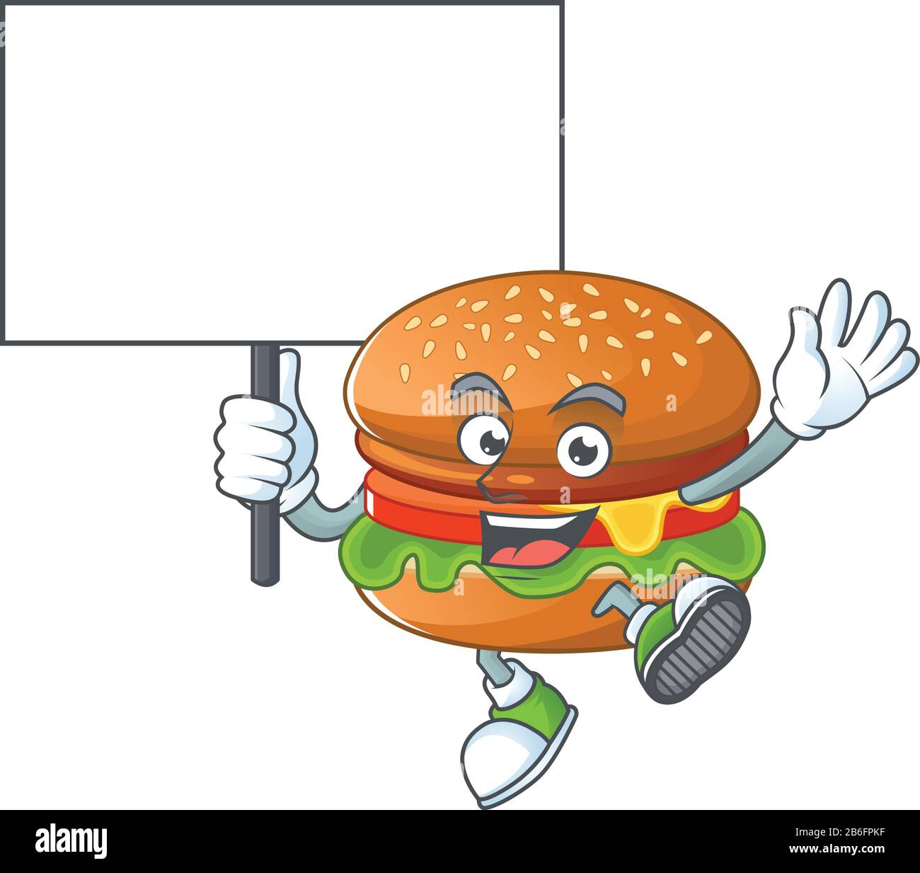 Sweet hamburger cartoon character bring a board Stock Vector Image ...