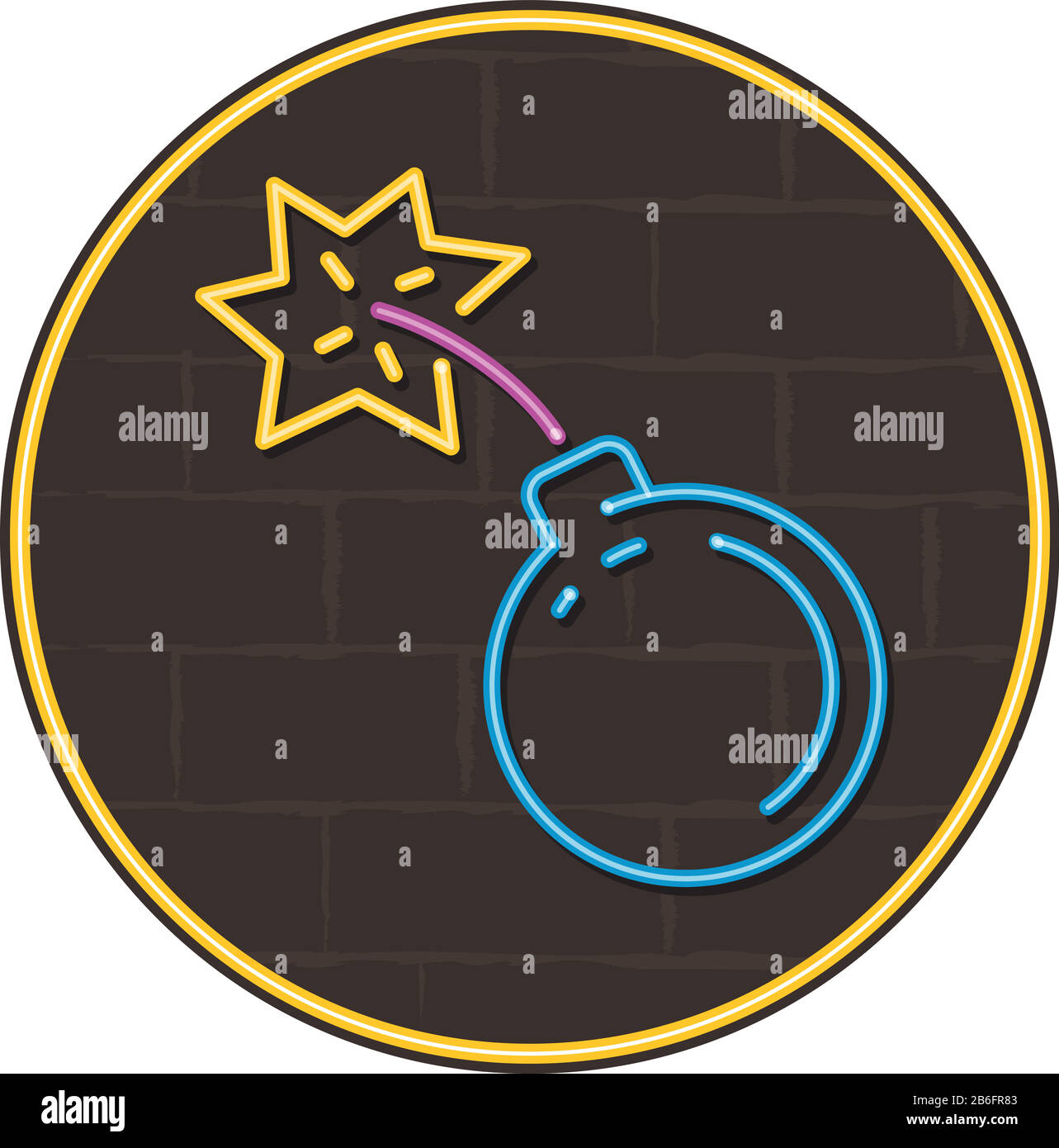 Retro style illustration showing a 1990s neon sign light signage ...