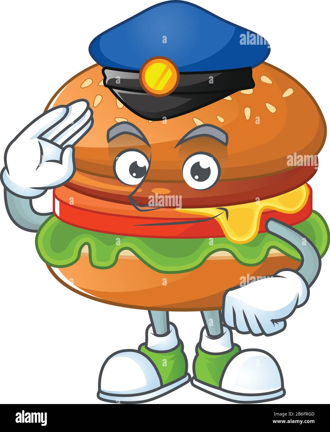 A cartoon of hamburger dressed as a Police officer Stock Vector Image ...