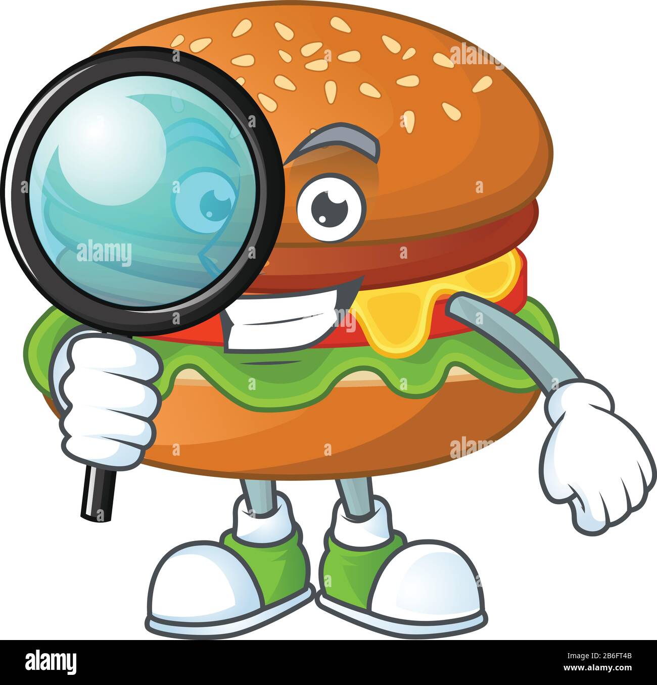 Cool and Smart hamburger Detective mascot design style Stock Vector ...