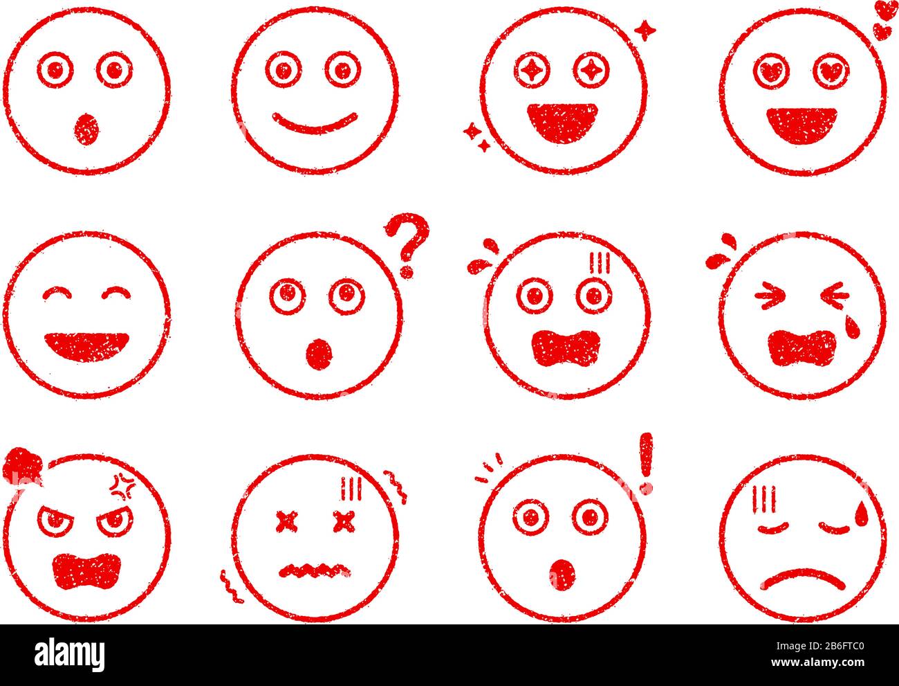 Cartoon face rubber stamp vector illustration set Stock Vector Image ...