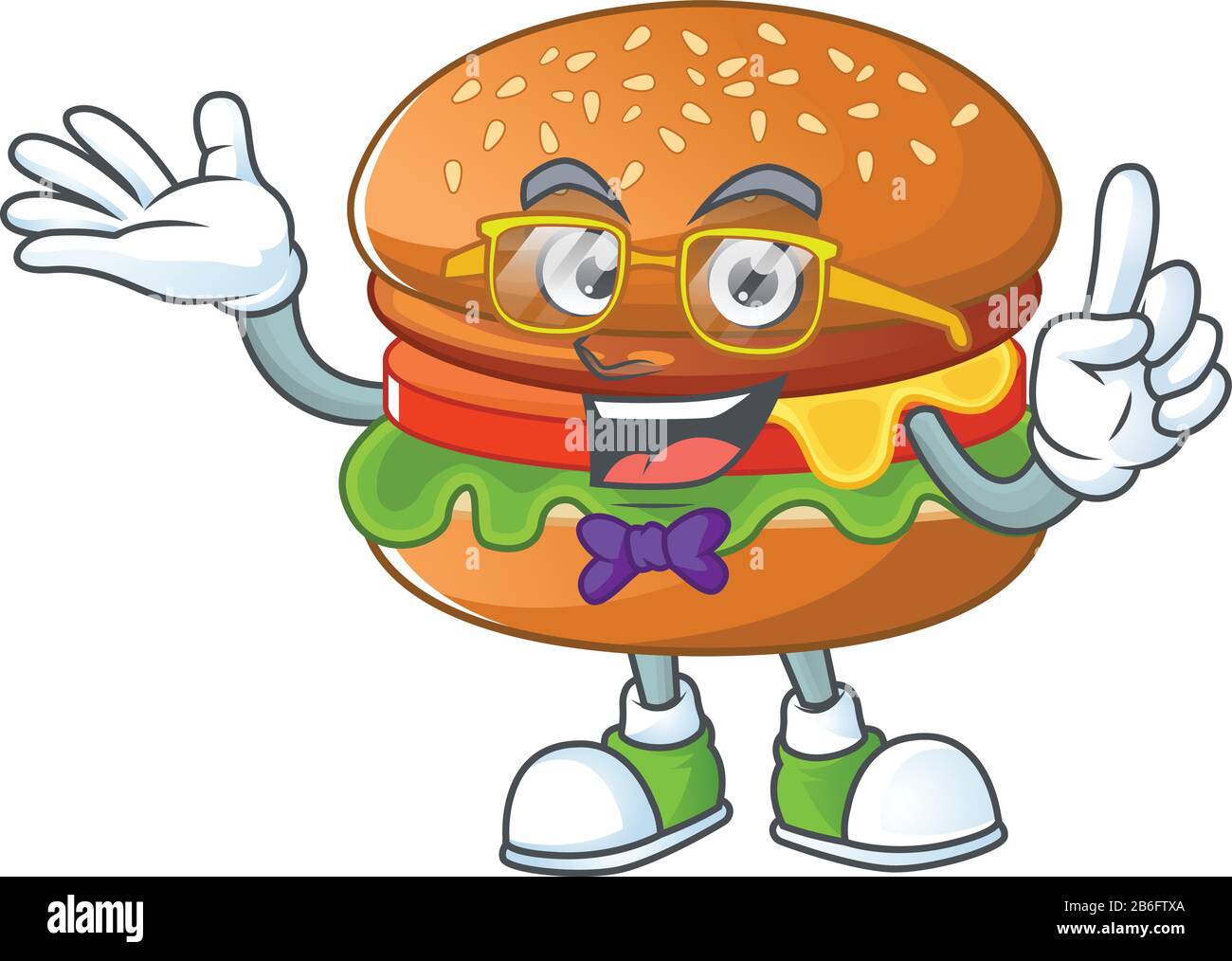 Super Funny hamburger in nerd mascot design style Stock Vector Image ...