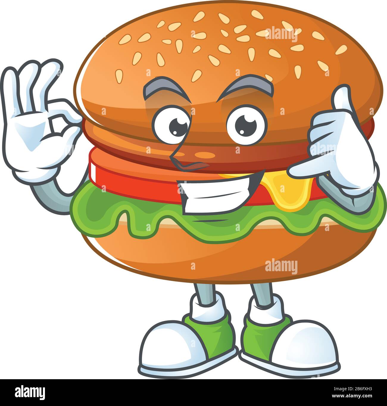 Call me funny gesture hamburger mascot cartoon design Stock Vector ...