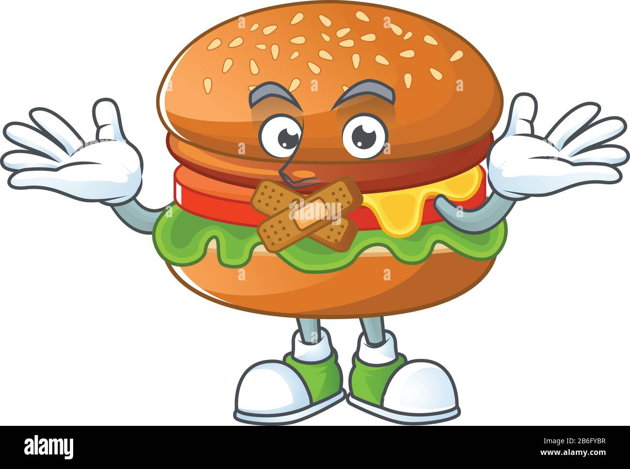 Hamburger cartoon character design concept showing silent gesture Stock ...