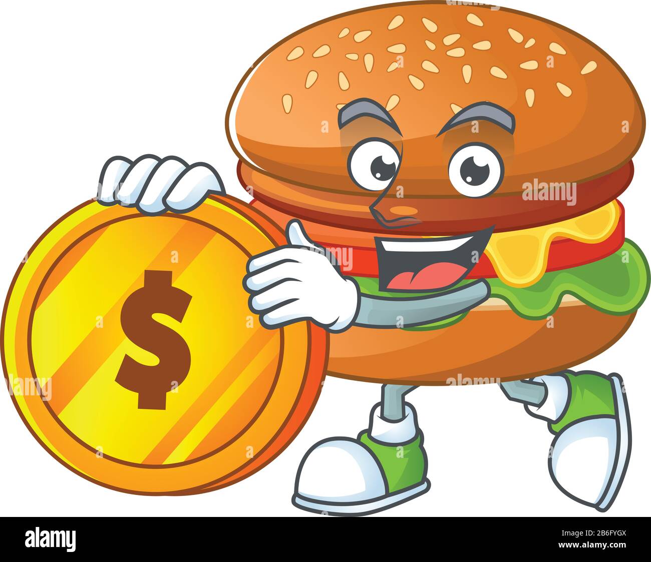 mascot cartoon character style of hamburger showing one finger gesture ...