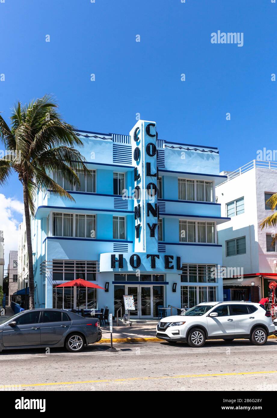 The Colony Hotel, Ocean Drive, Miami Beach, Florida, USA Stock Photo ...
