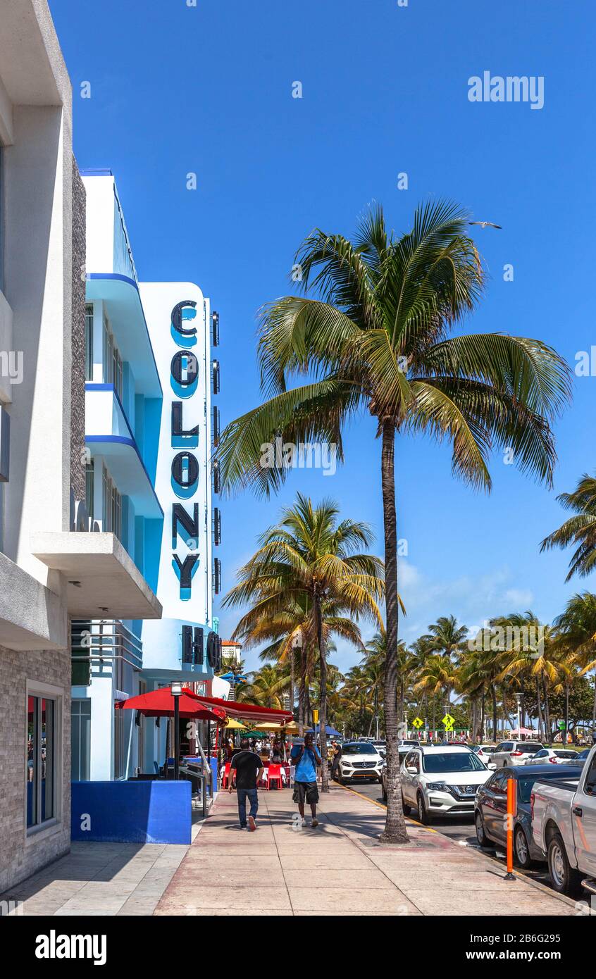 The Colony Hotel, Ocean Drive, Miami Beach, Florida, USA Stock Photo ...