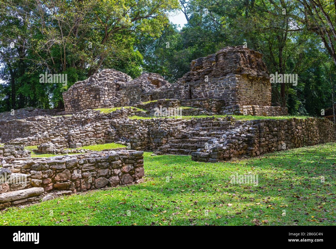 The majestic lost Mayan ruins of Yaxchilan in the tropical rainforest ...