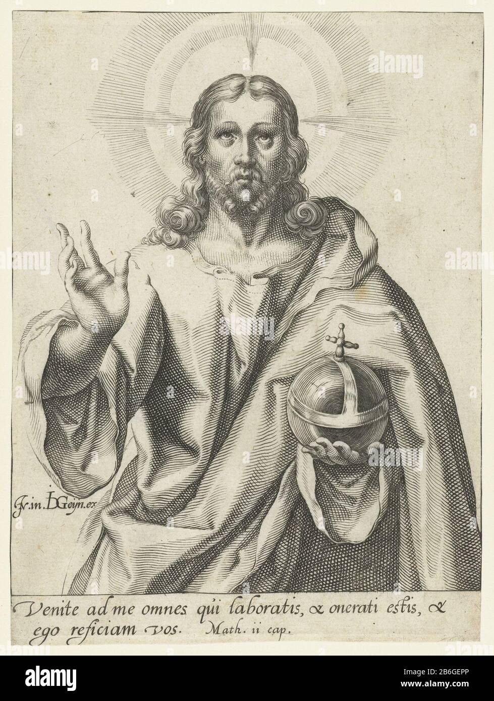 Christ as Salvator Mundi Christ, at half length, lifted his right hand ...