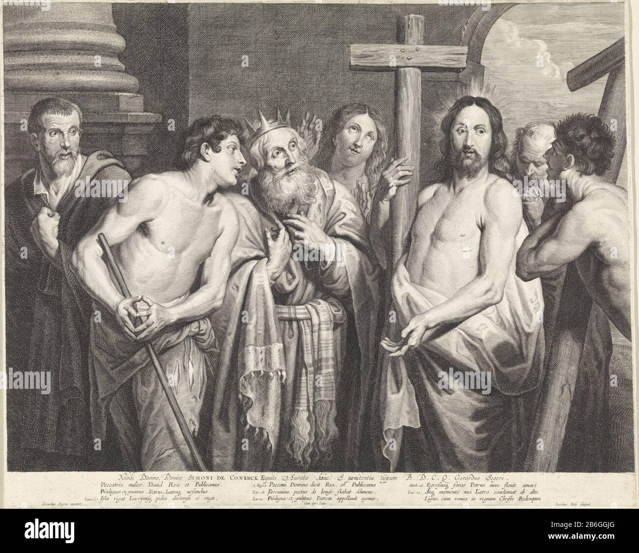 Christ and the penitent sinner Christ holding the cross in his hand and ...